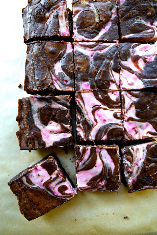 Raspberry Ripple Chocolate Brownies – Marble Effect